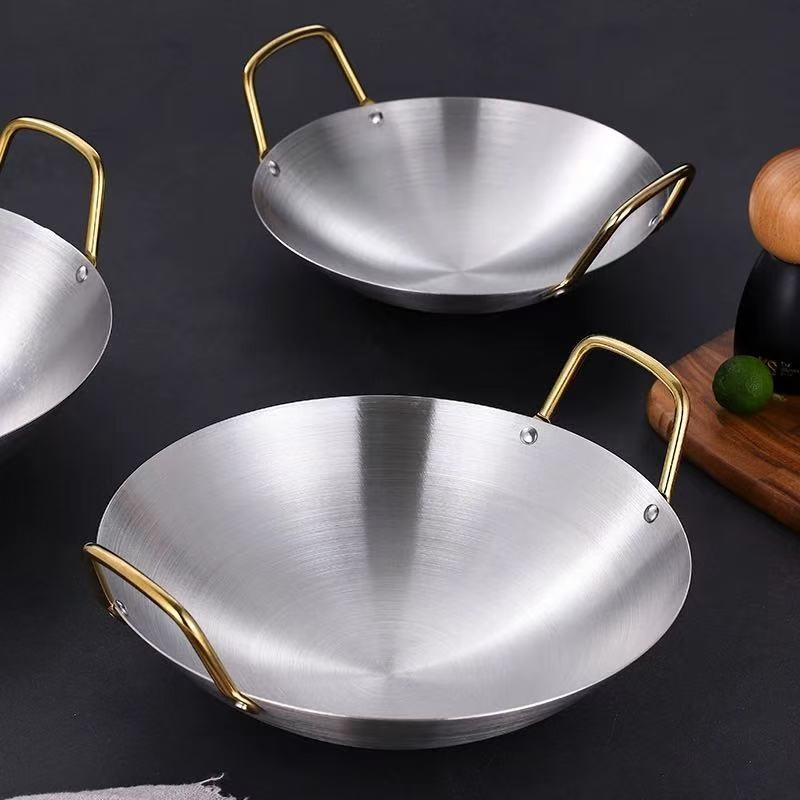 Stainless Steel Wok with Double Ears High Quality/Double Handle Wok ...