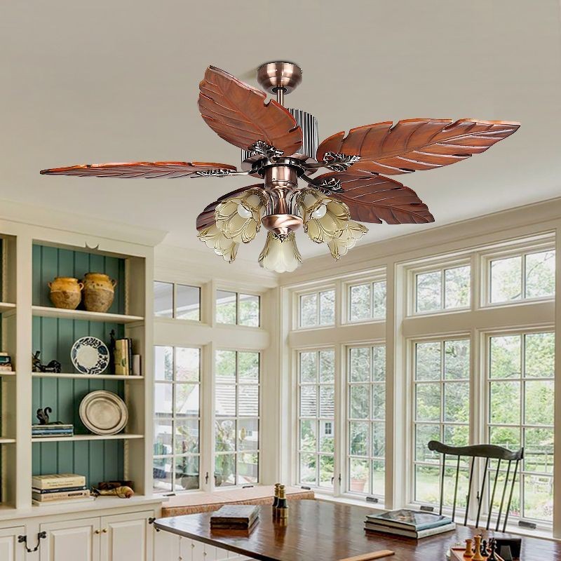 American Japanese Banana Leaf Room Fan Living Room Chandelier Dining ...