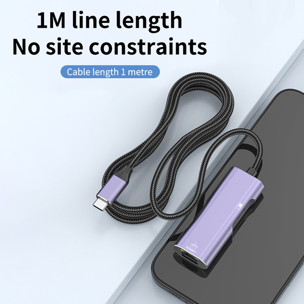 USB C Network Cable Converter with PD100W Fast Charging Port 1000Mbps ...