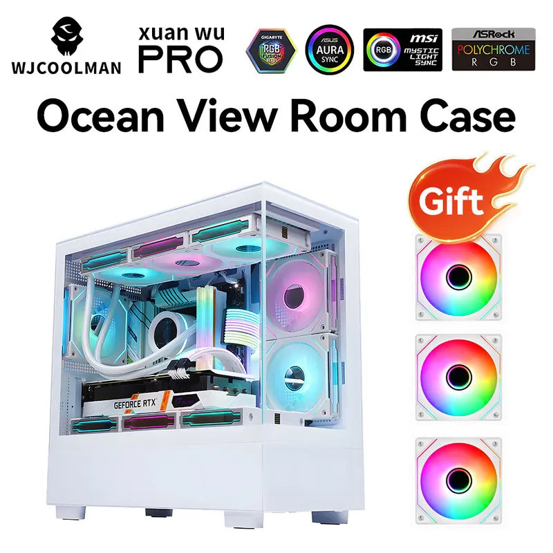 Xuanwu PRO Black PC Case Sea View Room Gaming Computer Desktop M-ATX ...