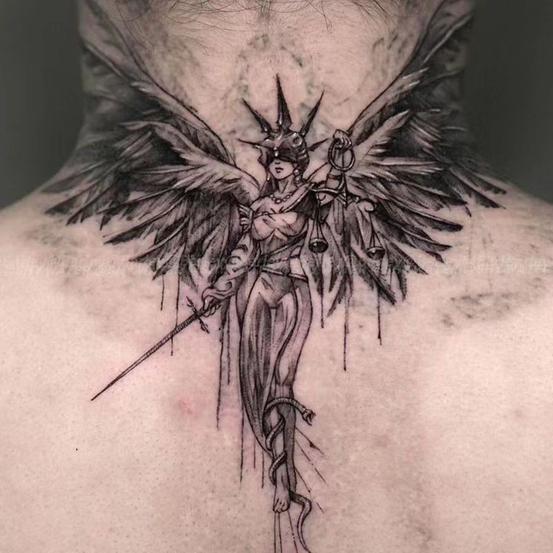 🌟 "Approval Angel" Tattoo - Realistic American Style, Herbal Washable ...