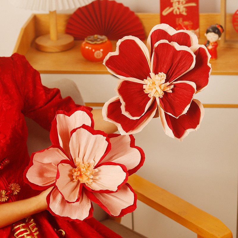 Simple Red Paper Flowers Chinese Wedding Wall Stickers Fashionable ...