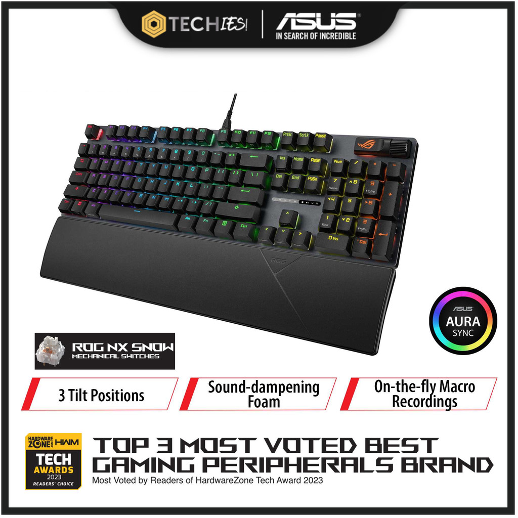 ASUS ROG STRIX SCOPE II Gaming Keyboard-100% Full Size,Prelubed ROG NX ...