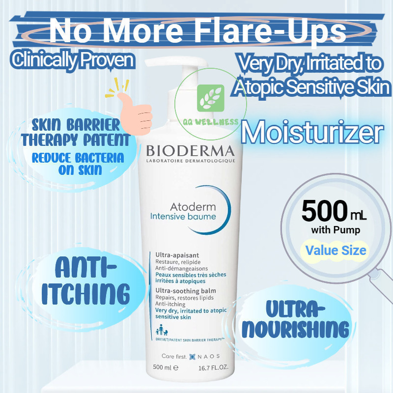 Bioderma Atoderm Intensive Baume 500mL with Pump Face Body Moisturiser ...