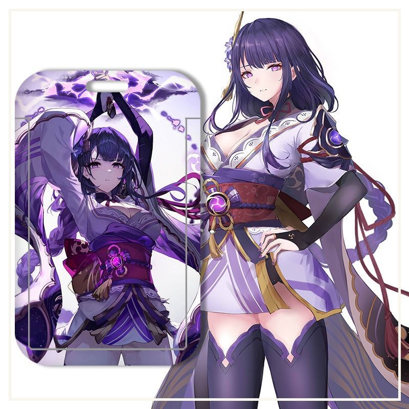 Genshin Impact Raiden Shogun DIY Student Card Set Campus Card Bus Card Holder Factory Access ID ...