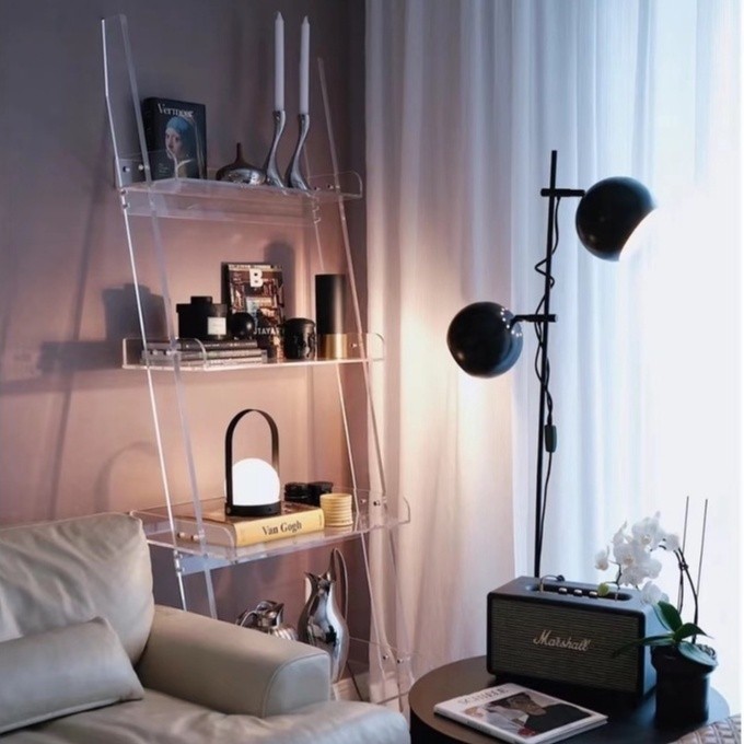 Acrylic Shelf Storage Rack Transparent Bookshelf Ladder Storing Shelves ...