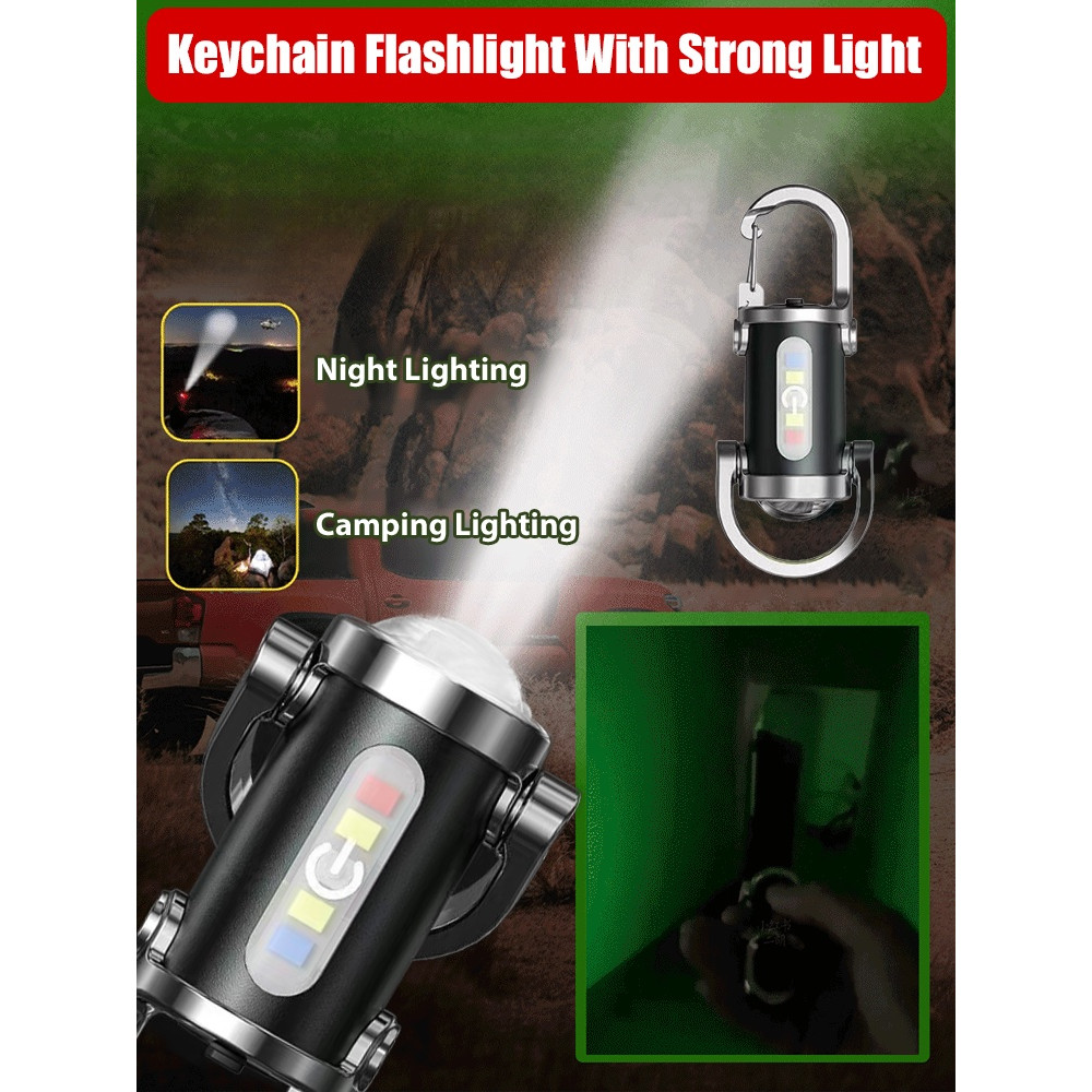 【Bright Light】Keychain Flashlight Waterproof Light Mini Flashlight Rechargeable Multi-Function ...