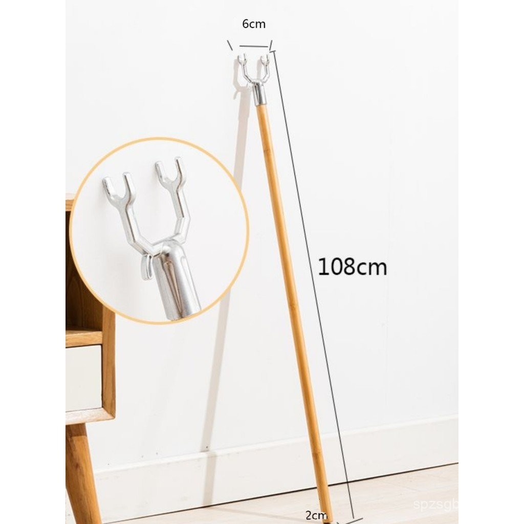 Bamboo and Wood Clothes Drying Rod Household Clothes Hanger Wooden ...