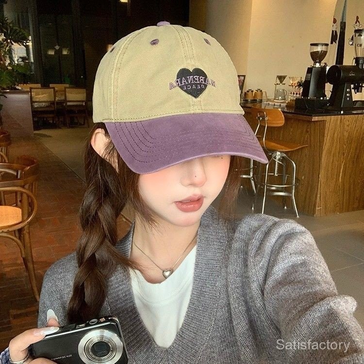 [Heart-shaped Face Slimming]Sweet Color-Block Round Top Wide Brim ...
