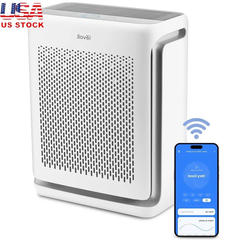 Smart Air Purifier Medium Rooms 3-Stage Filtration Pet Mode Remote ...