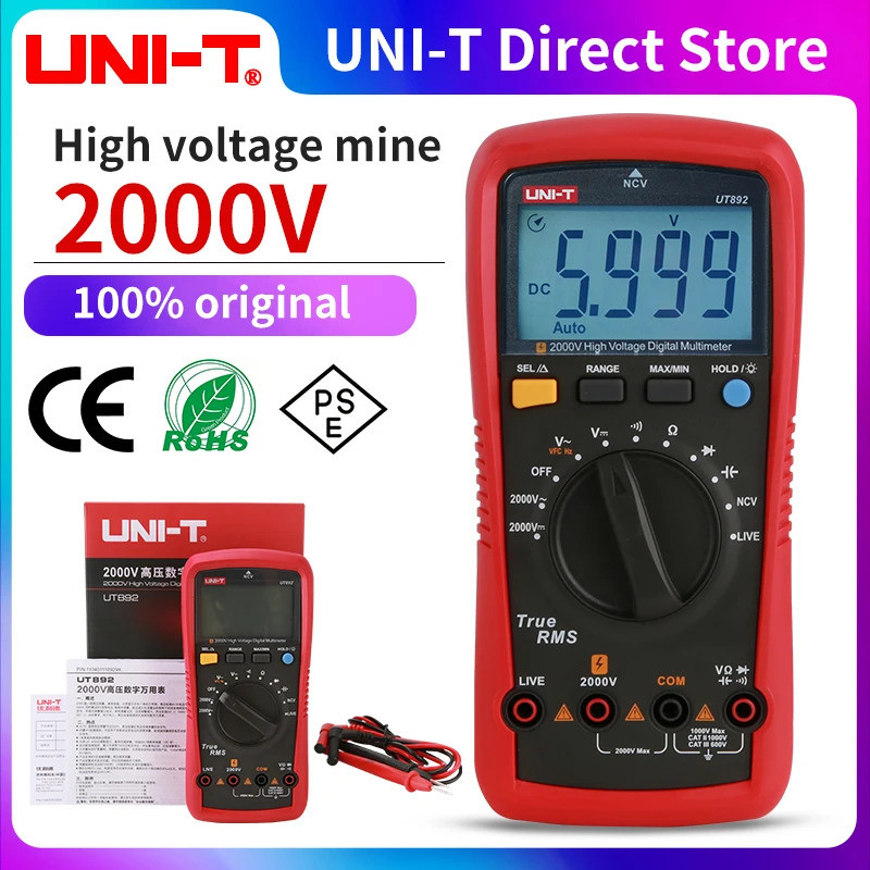 UNI-T UT892 Digital Multimeter 2000V High Voltage Detector AC DC ...