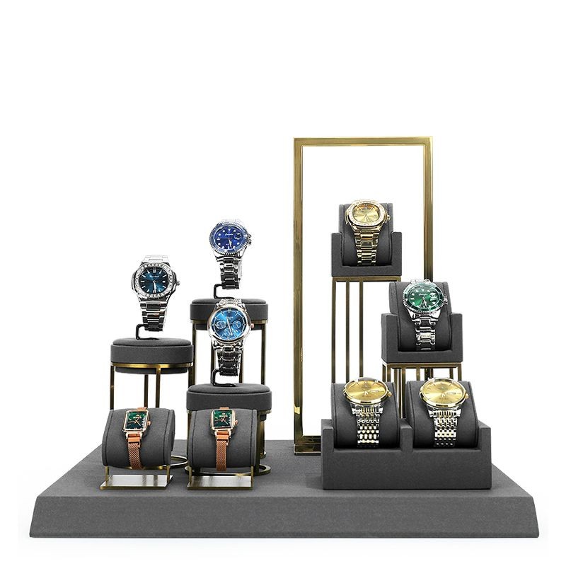 High-end gray window watch display display stand display set High-end ...
