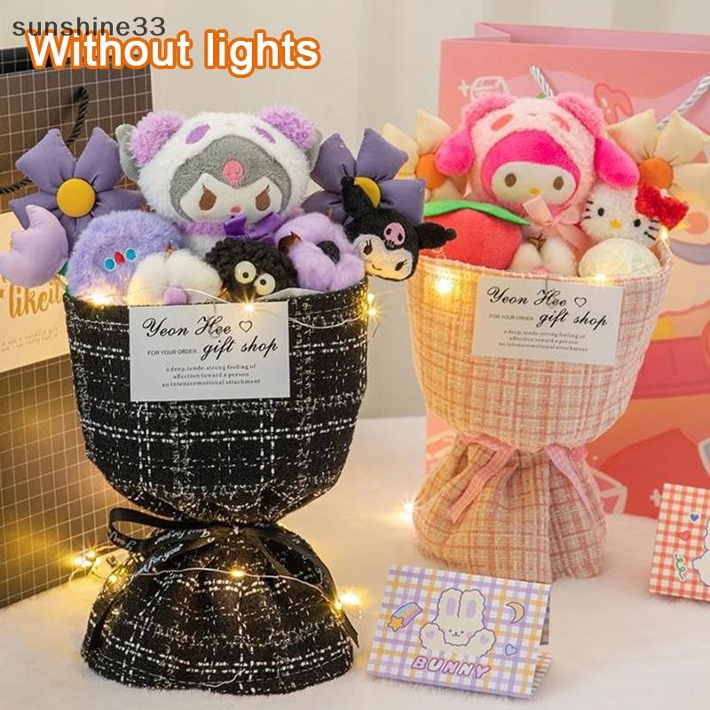 SY Sanrio Kuromi Plush KT Flower Bouquet Cartoon Hellokitty Cinnamoroll ...