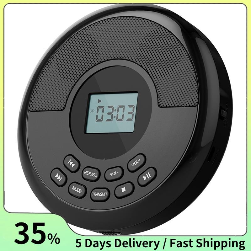 Portable Bluetooth CD Player Rechargeable Discman with Dual Speakers ...