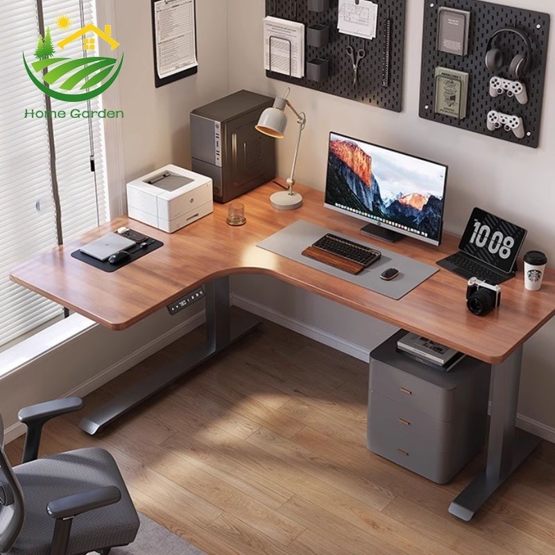 L Shape Electric Height Adjustable Table 180cm Standing Desk Ergonomic ...