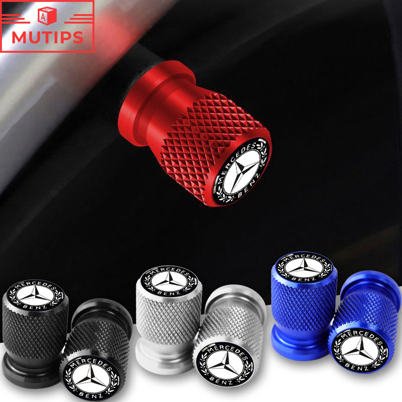 2/4PCS Mercedes Benz Car Tire Valve Cap Wheel Stem Air Cover Metal Dust ...