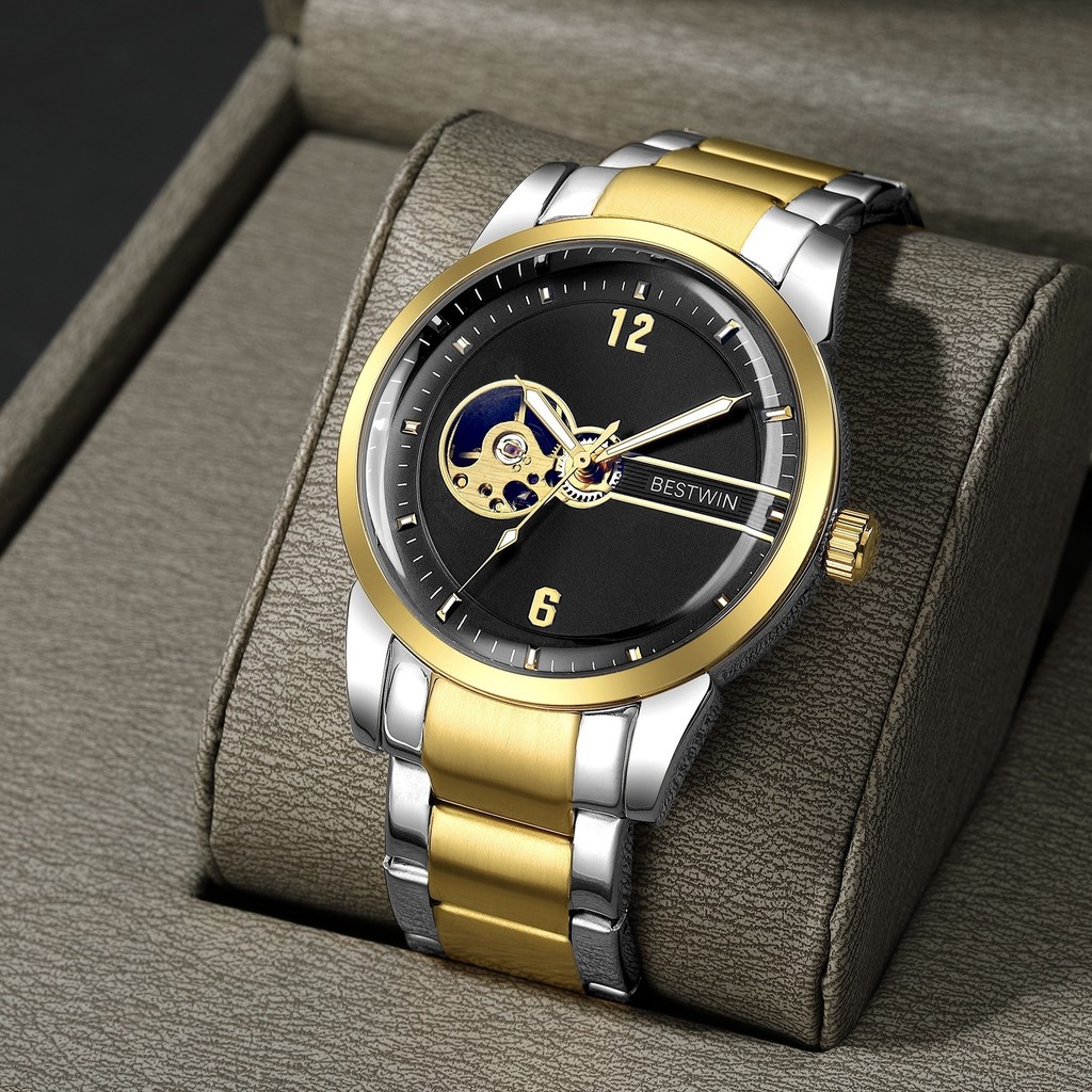 Fully automatic mechanical watch gold watch hollowed out men's watch ...