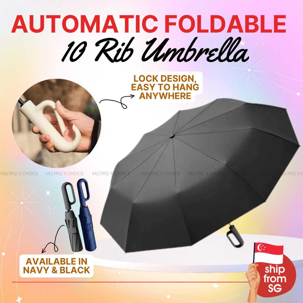 UV Protection Automatic Foldable Umbrella | Portable 10 Ribs ...