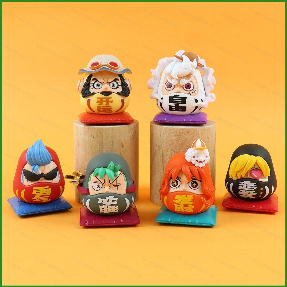 Cute 6pcs ONE PIECE Action Figure Daruma Nika Monkey D Luffy Sanji ...