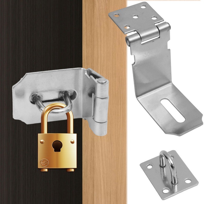 90 Degree Padlock Hasp Door Clasp Lock Stainless Steel Latch Right ...