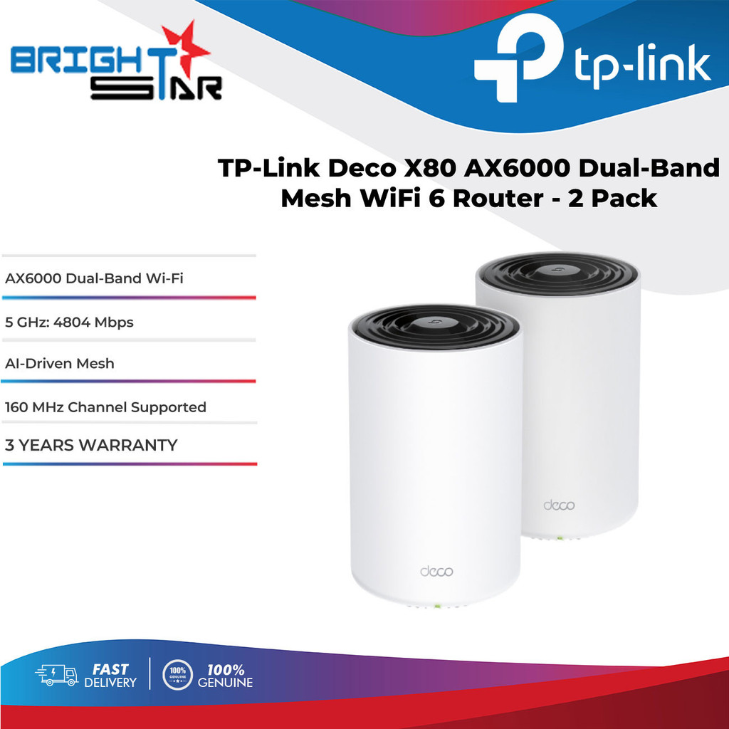 TP-LINK Deco X80 AX6000 Dual-Band Mesh WiFi 6 Router - 2 Pack | Shopee Singapore