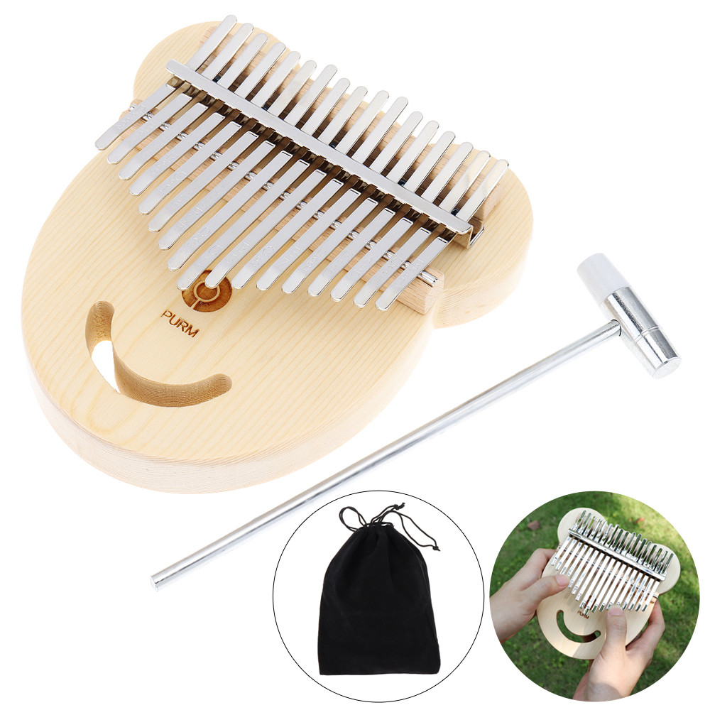 17Key Spruce Bear Face Shape Thumb Piano Kalimba Mbira with Tuning ...