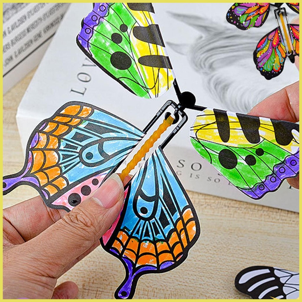 Painted Craft Card Set Rubber Band Butterflies Toys Handmade Butterfly ...