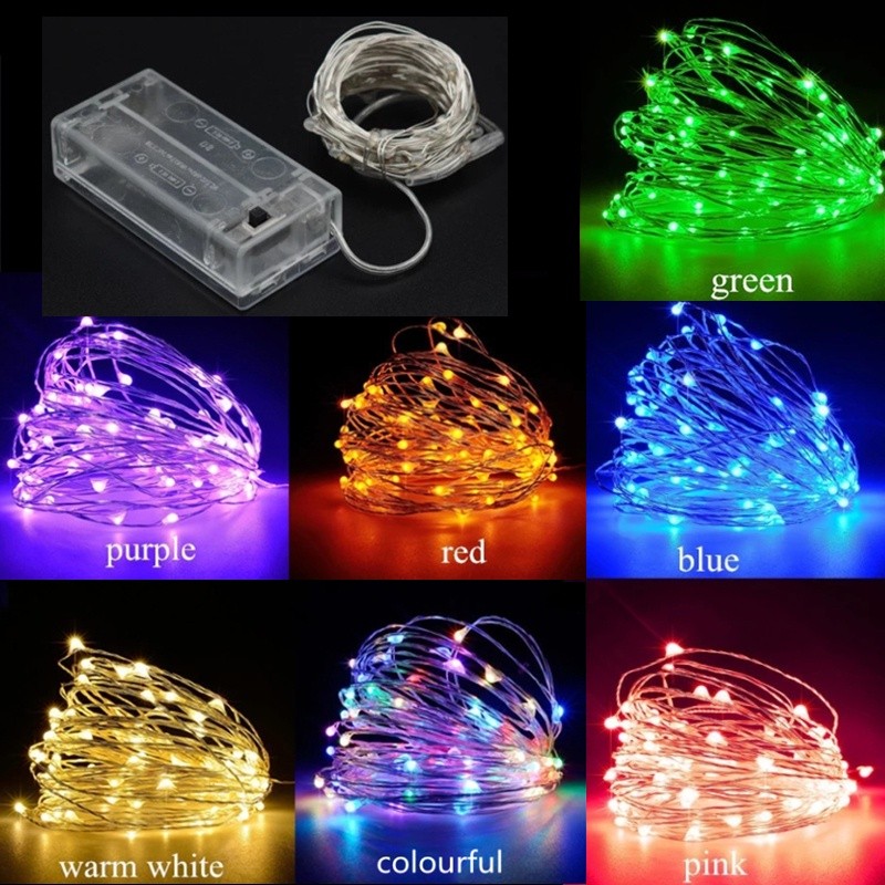 LED String Lights Battery Operated Copper Wire Christmas Wedding Party ...