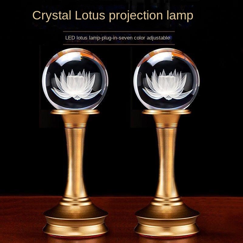 Hot-sale products Crystal Lotus Lamp Buddha Worshiping Lamp Colorful ...
