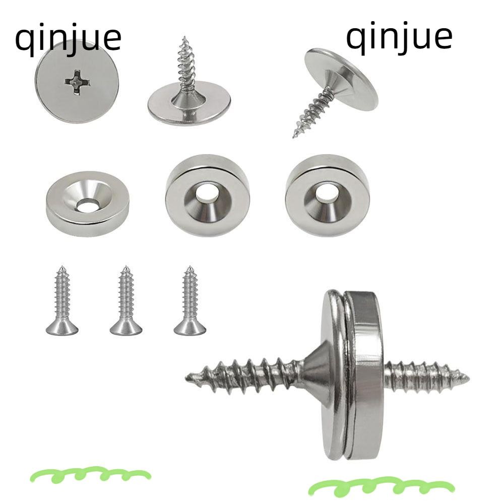 QINJUE 4 PCS Cabinet Magnetic Catch, Silver Round Magnetic Door Catch ...