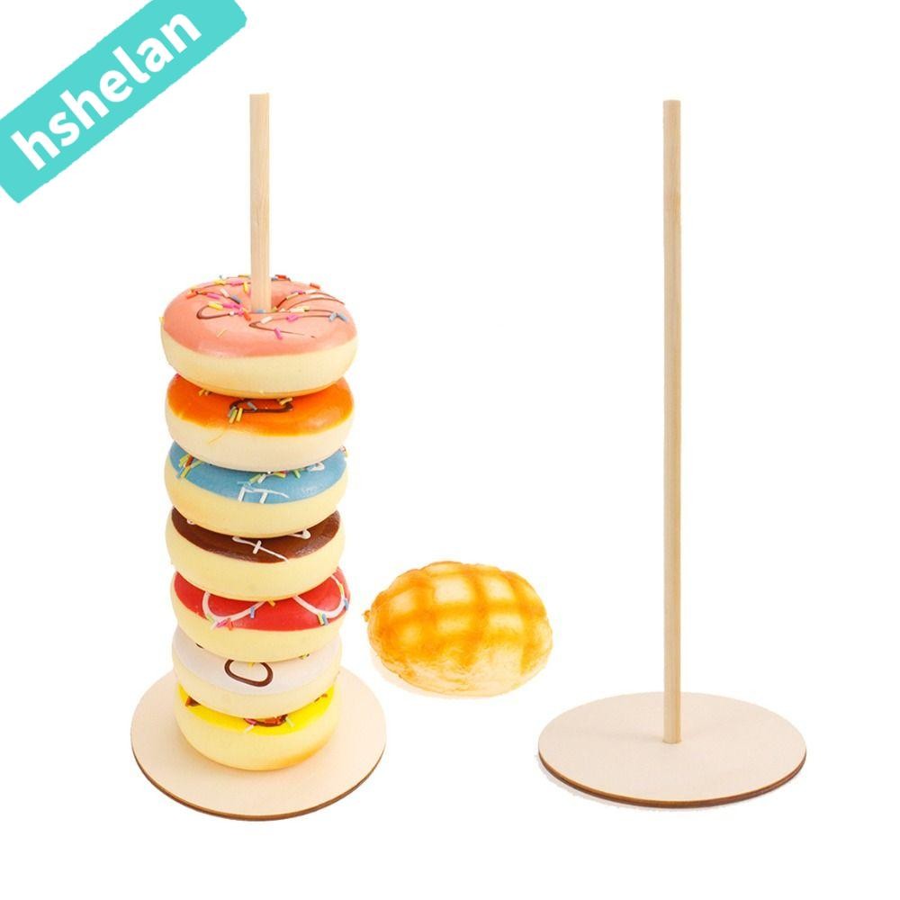 HSHELANXB Wooden Donut Rack, Sweet Cart Cute Wood Donuts Stand Holder ...