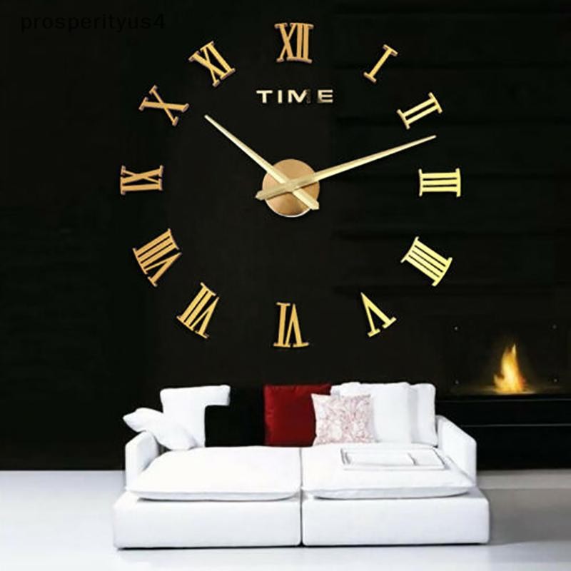 [Prosperityus] NEW Gold Roman numerals designer wall clock wall tatoo ...