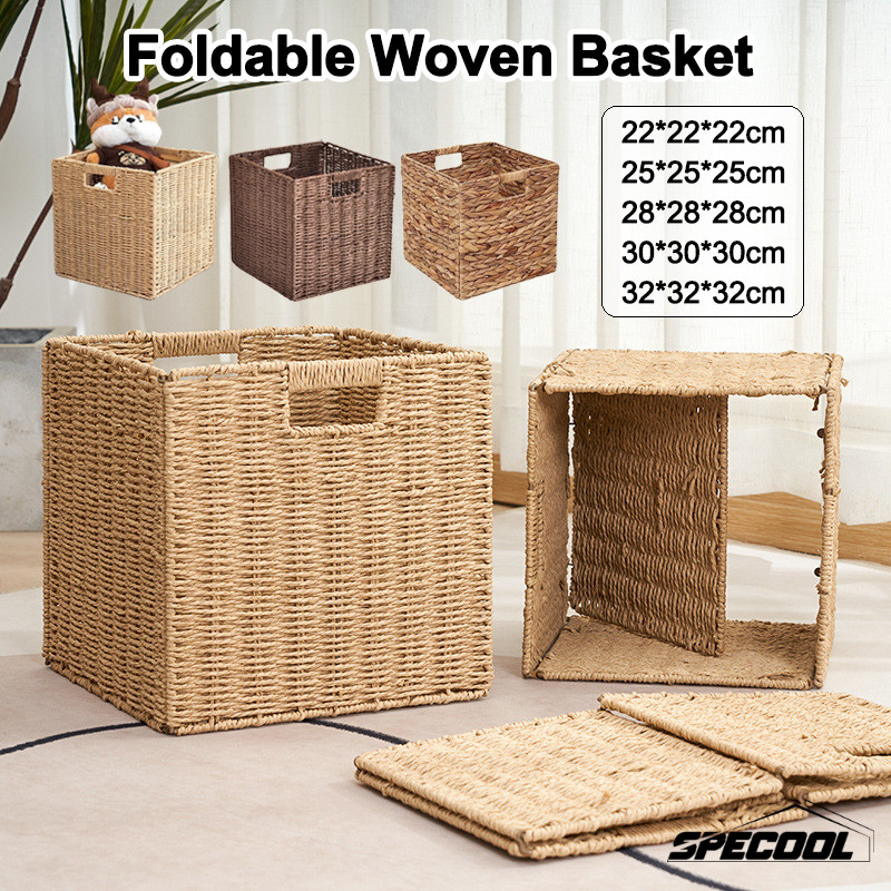 Specool® Foldable Rope Woven Storage Basket Hand-woven Straw Woven ...