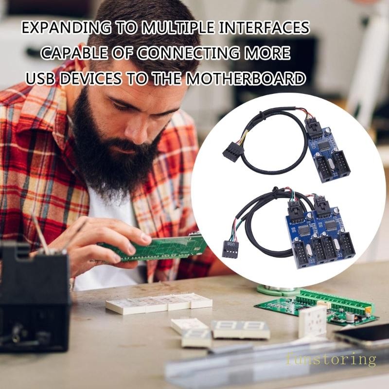 FUN 9Pin USB Splitter USB Motherboards Header Extension Connectors ...