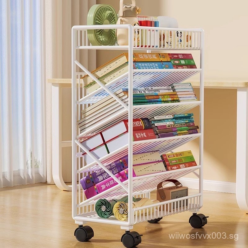 Hot Sale Storage Movable Book Shelf with Wheels Study Table Side ...