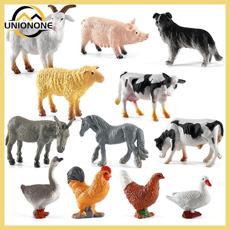 ONE 12pcs Mini Farm Animal Figurines Realistic Farm Animal Figures Toys ...