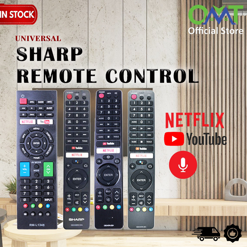 Sharp Smart Android Aquos LED TV Remote Control With Voice Universal ...