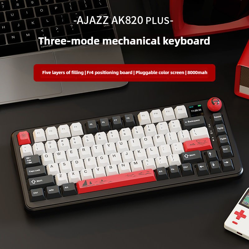 Ajazz AK820 MAX Plus Tri Mode Hot Swap Mechanical Keyboard Bluetooth RGB Silent Notebook 8000mAh ...