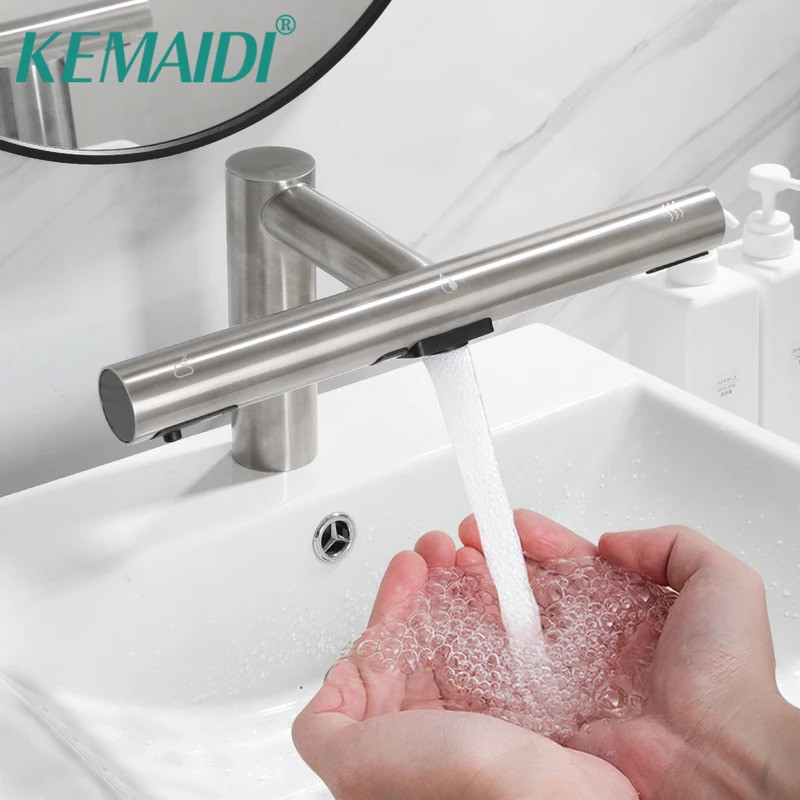 KEMAIDI Automatic Bathroom Faucets Mixer Tap Soap Dispenser 3 in 1 ...