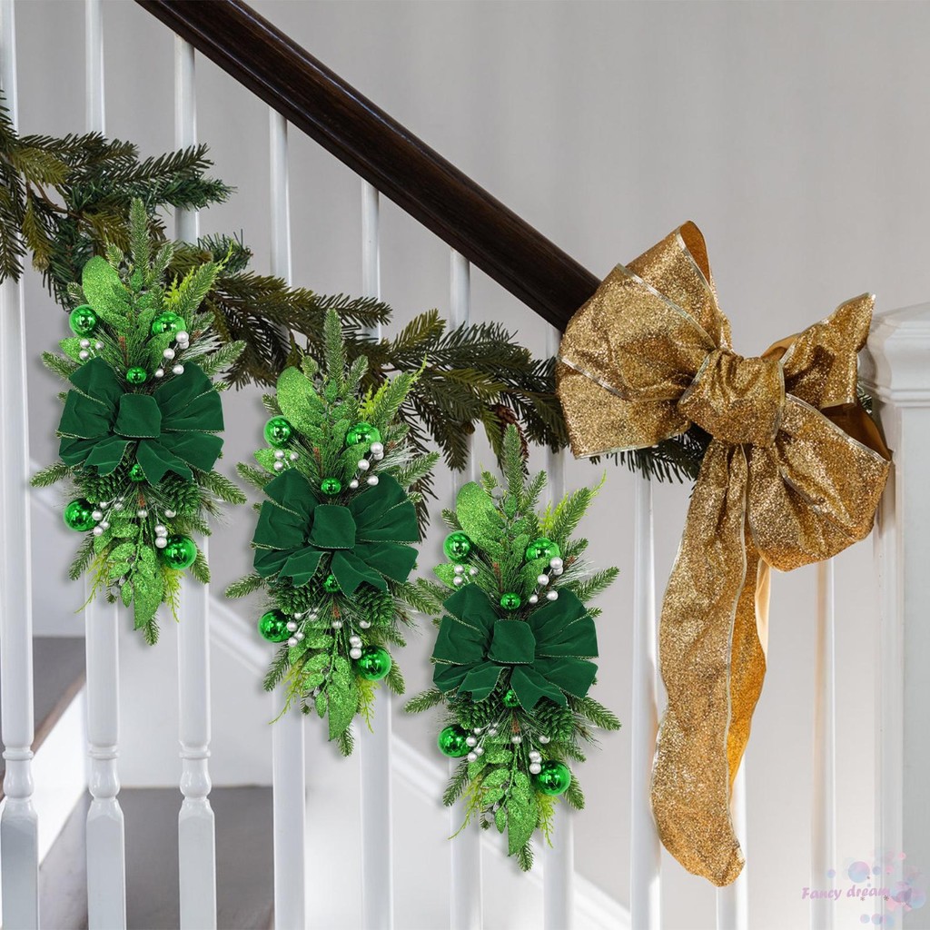 Christmas Staircase Wreath Decor Floral Ball Staircase Decoration Stair ...