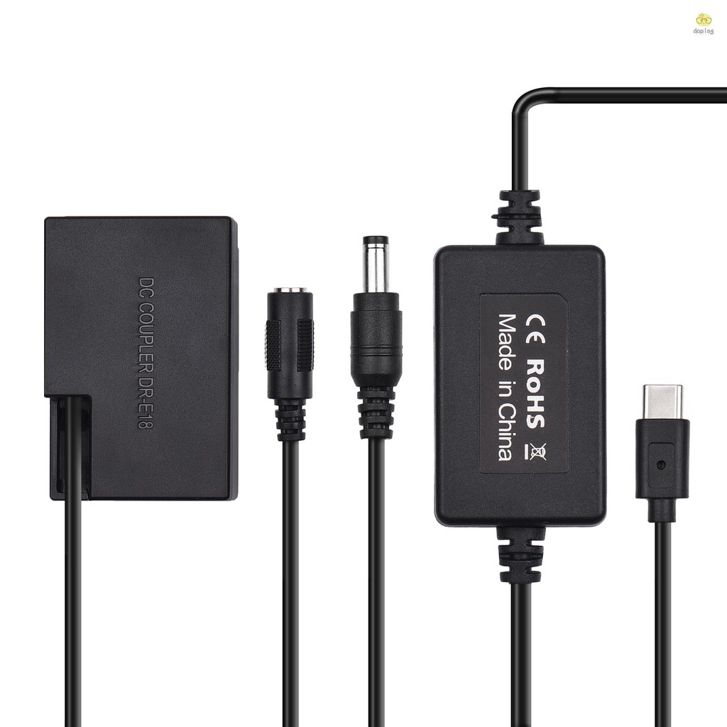 Power adapter PD USB Type-C Cable to DR-E18 Dummy Battery DC Coupler LP ...