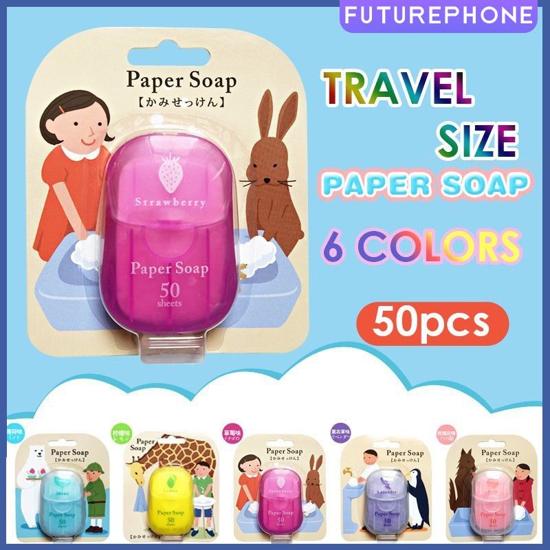 50pcs/box Portable Disposable Soap Tablets Mini Cute Boxed Soap Paper ...