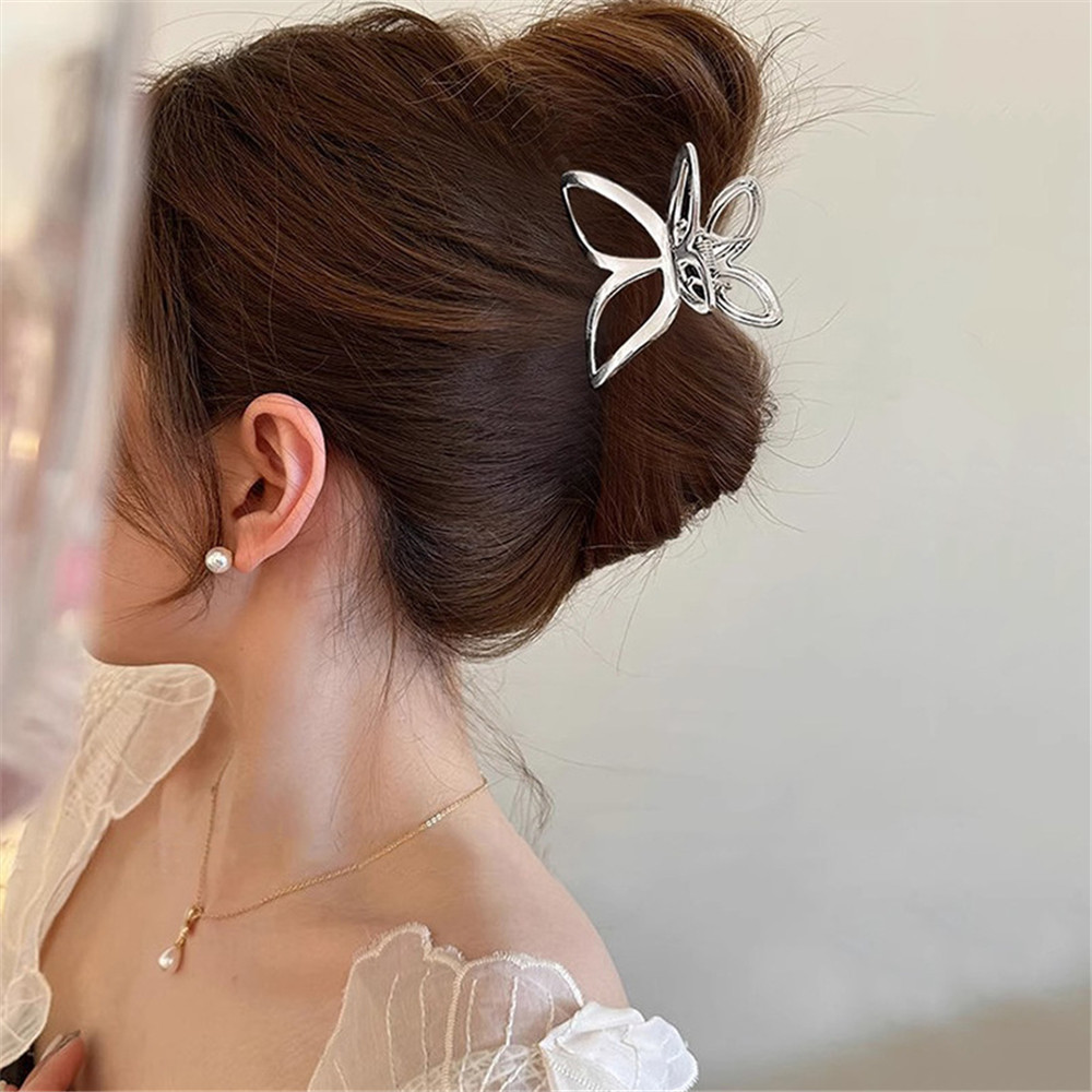 Silver Butterfly Clip Women's New Hair Clip Small Shark Clip on The ...