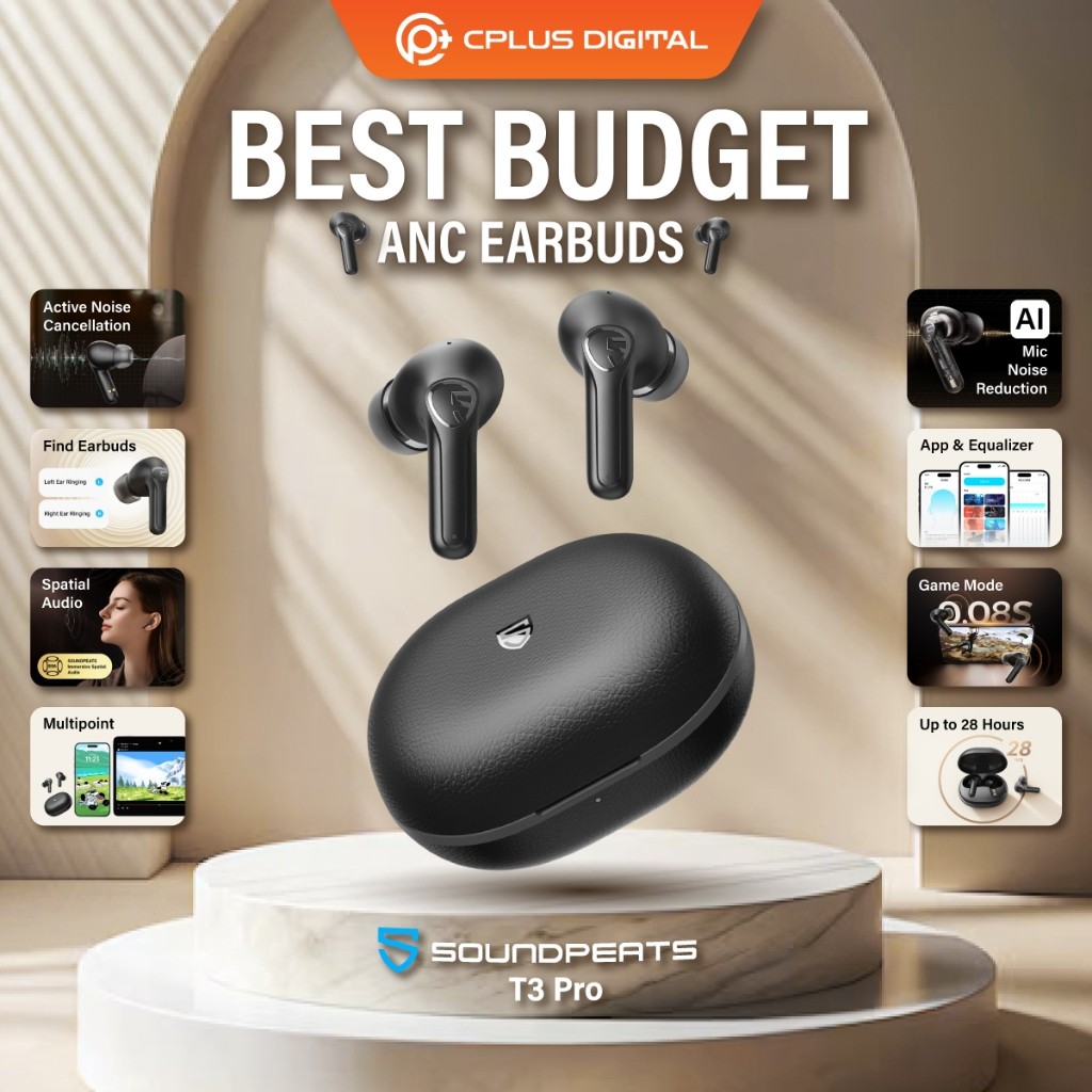 SoundPEATS T3 Pro Bluetooth 5.4 Active Noise Cancelling True Wireless ...