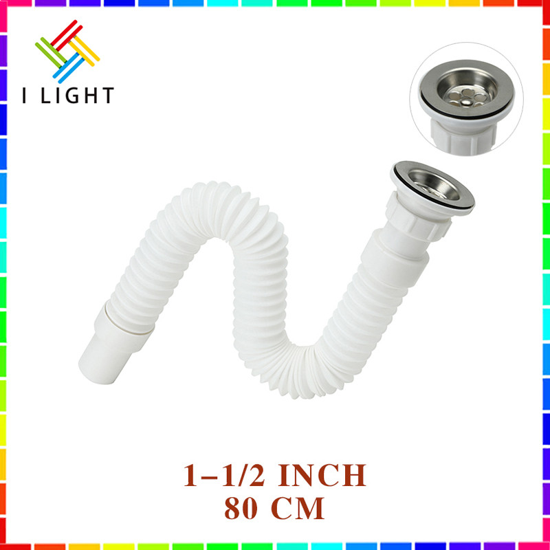 Flexible PVC Sink Drain Hose 1-1/2Inch 80cm P-Trap Pipe(11’’-31.5 ...