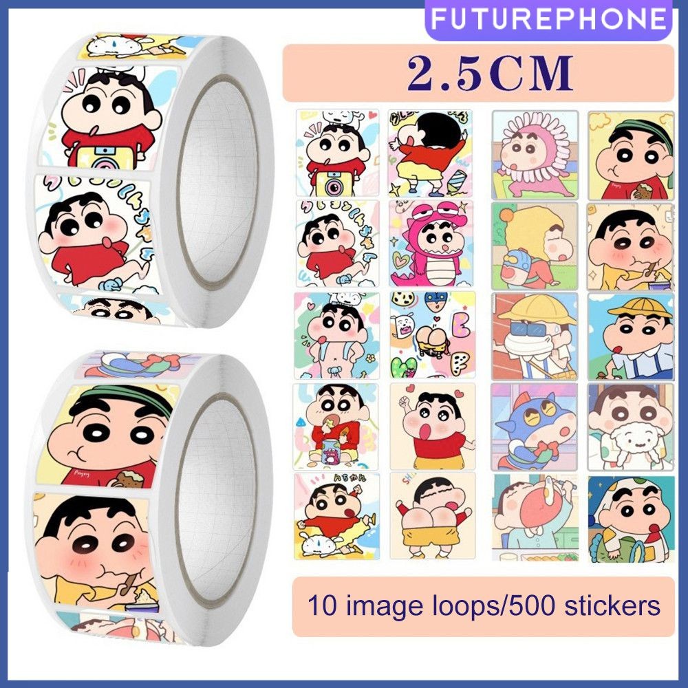 500pcs Anime Crayon Shin-chan Stickers Roll Cartoon Decoration Decals ...