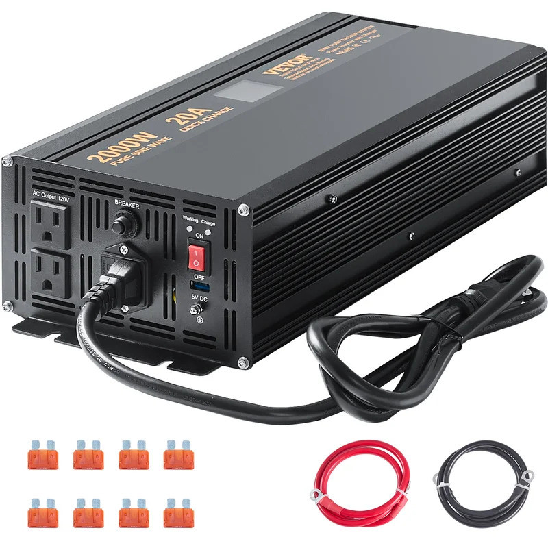 VEVOR 2000W/2500W Sump Pump Battery Backup System LCD Display Auto ...