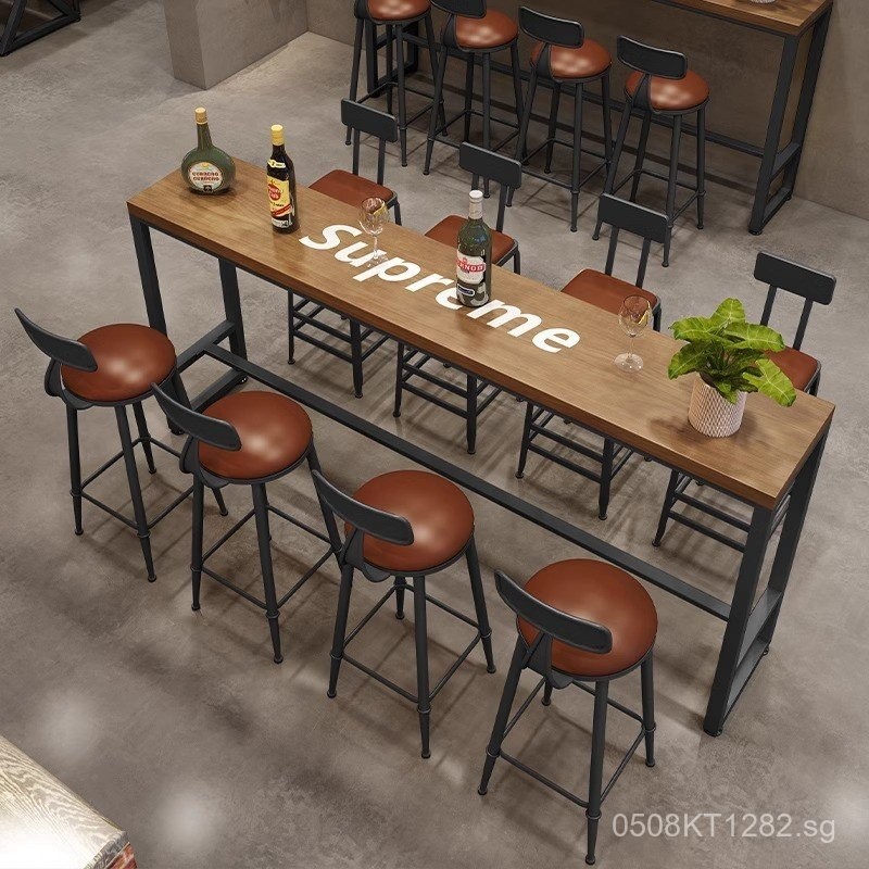 Convenience Store Milk Tea Shop Bar Table and Chair Retro Long Bar ...
