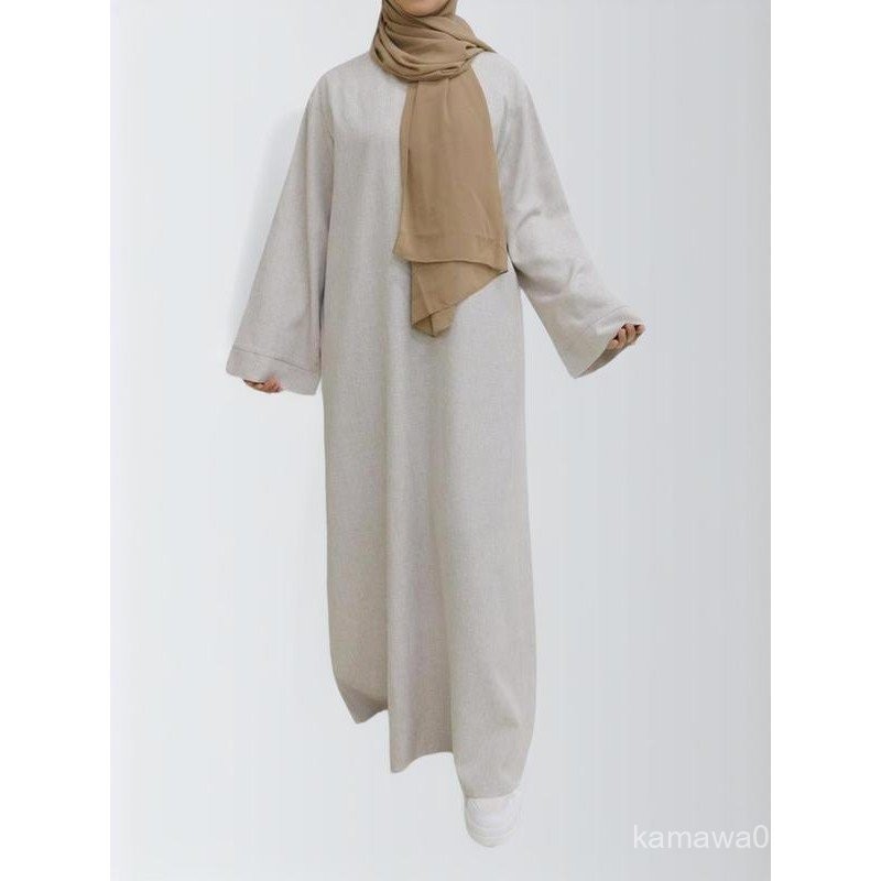 Arabic Clothing-plain Belted Kaftan without Hijab, Modest Long Sleeve ...