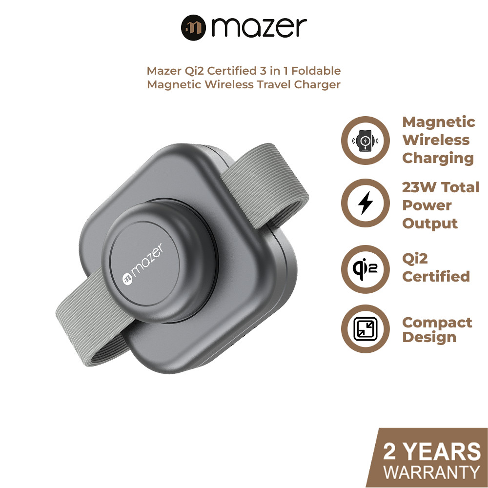 Mazer MagTrifold 3 in 1 Wireless Charger Qi2 Certified 23W Fast ...